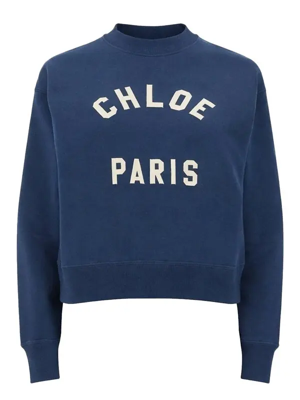 Chloé Cotton Fleece Logo Pullover - Blue