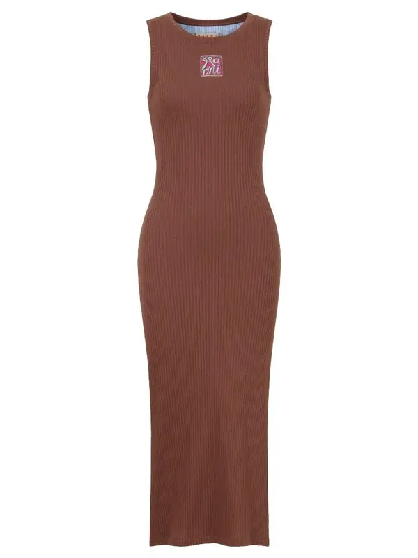 Marni Frame' Logo Midi Dress - Brown