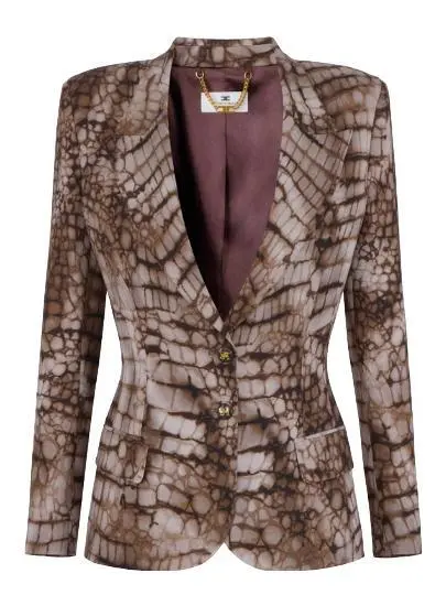Elisabetta Franchi Alligator Print Jacket - Brown