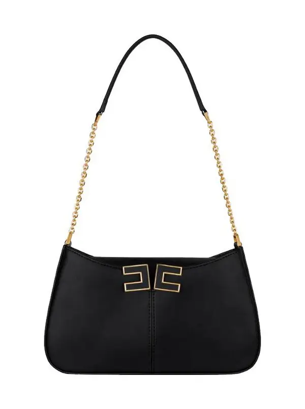 Elisabetta Franchi Shoulder Bag With Logo - Black
