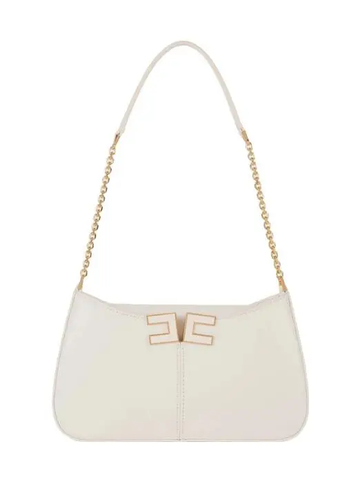 Elisabetta Franchi Shoulder Bag With Logo Detail - Ivory