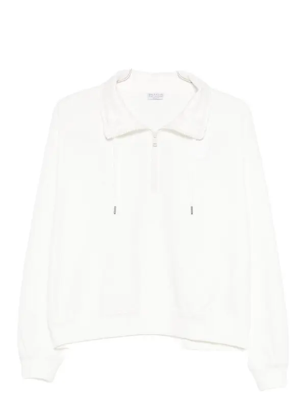 Brunello Cucinelli Cotton High Neck Sweater - White