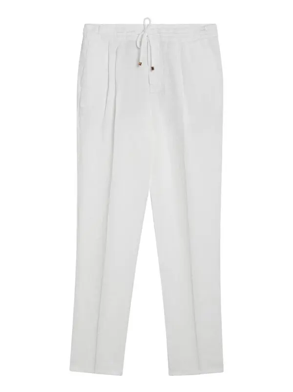 Brunello Cucinelli Linen Drawstring Trousers - White