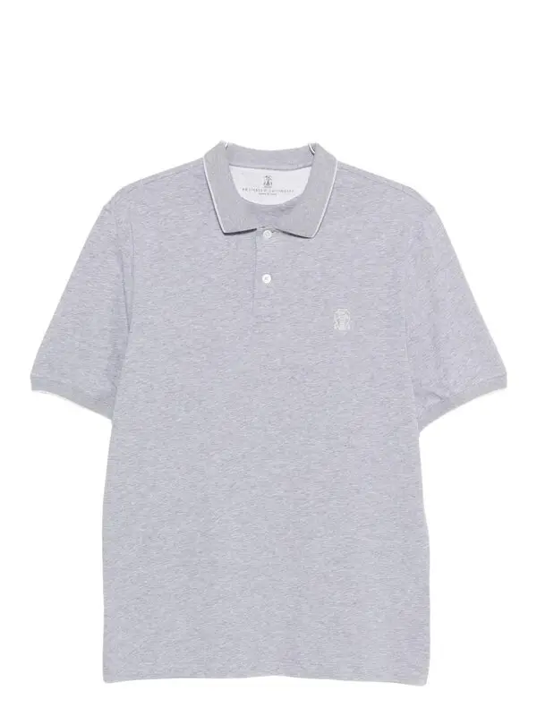 Brunello Cucinelli Logo Cotton Polo Shirt - Grey