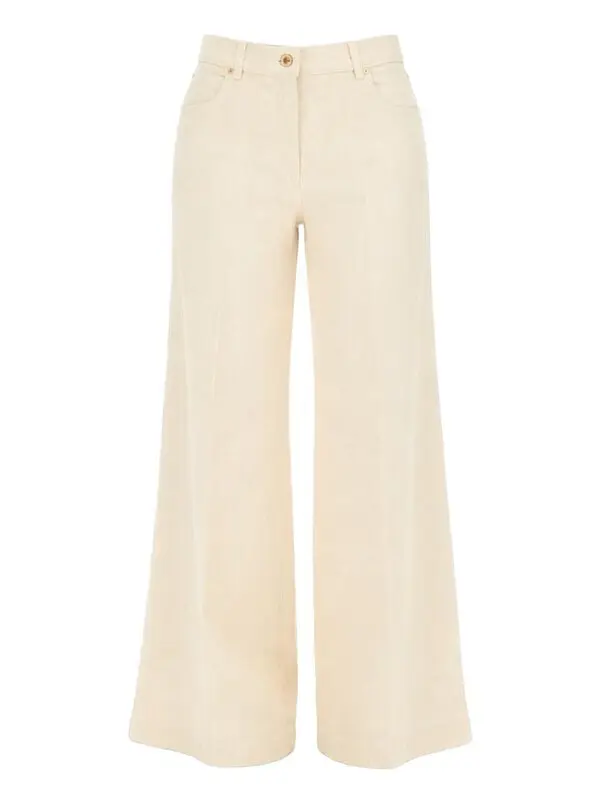 Aspesi Cotton Denim Wide Leg Jeans - Powder