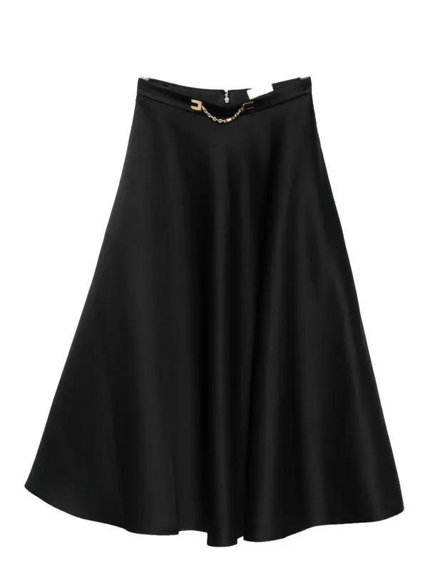 Elisabetta Franchi Flared Midi Skirt - Black