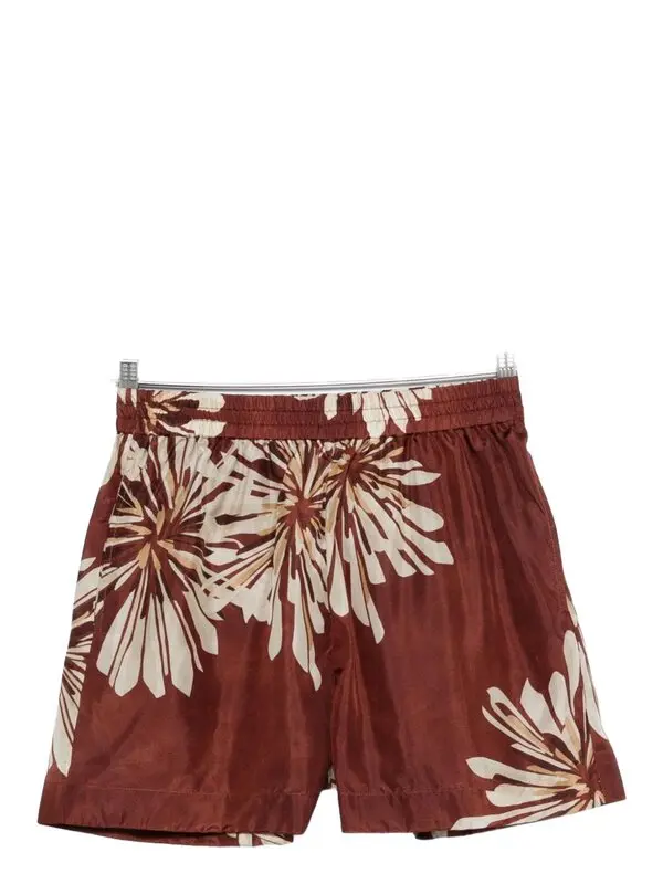 Brunello Cucinelli Printed Silk Shorts - Bordeaux