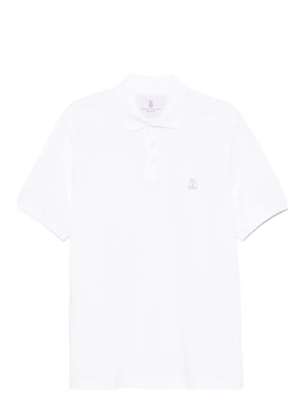 Brunello Cucinelli Logo Cotton Polo Shirt - White