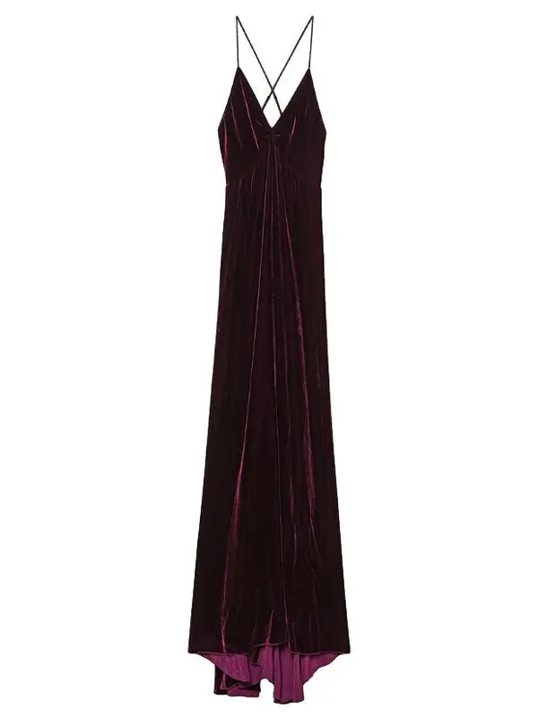 FORTE_FORTE Velvet Slip Dress - Bordeaux