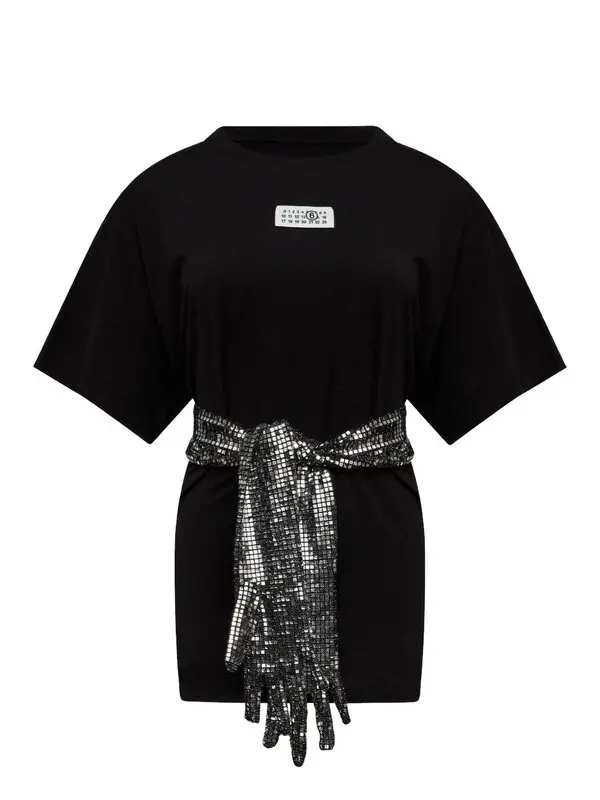 MAISON MARGIELA Cotton T-shirt With Sequin Embellishments - Black