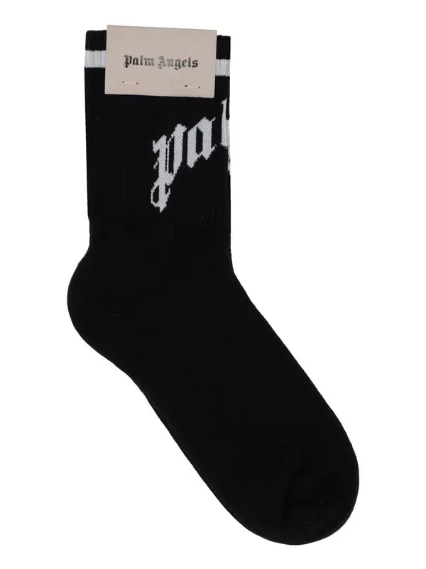 Palm Angels Curved Logo Track Socks - Black - Off White