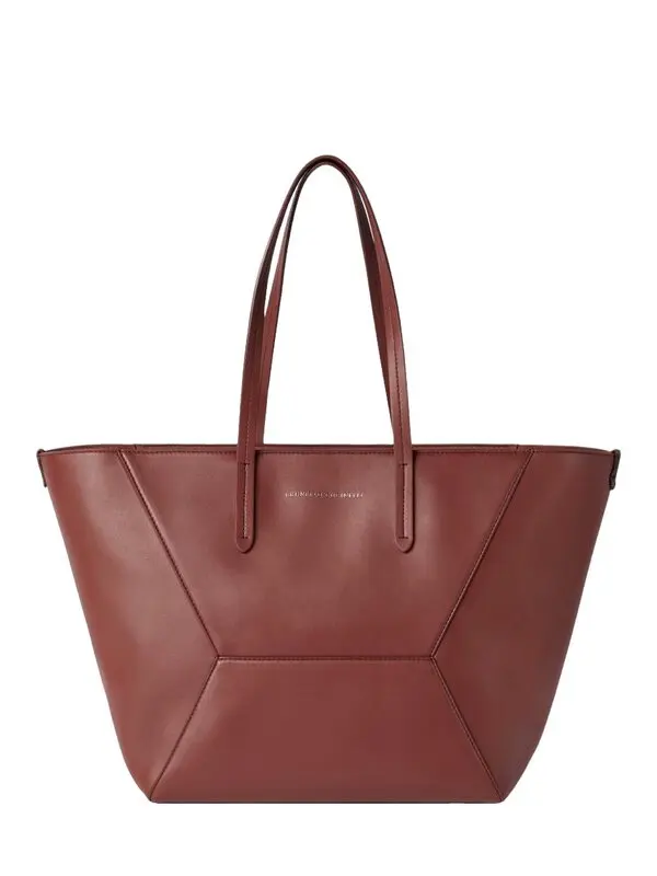 Brunello Cucinelli Leather Shopper With Pouch - Red