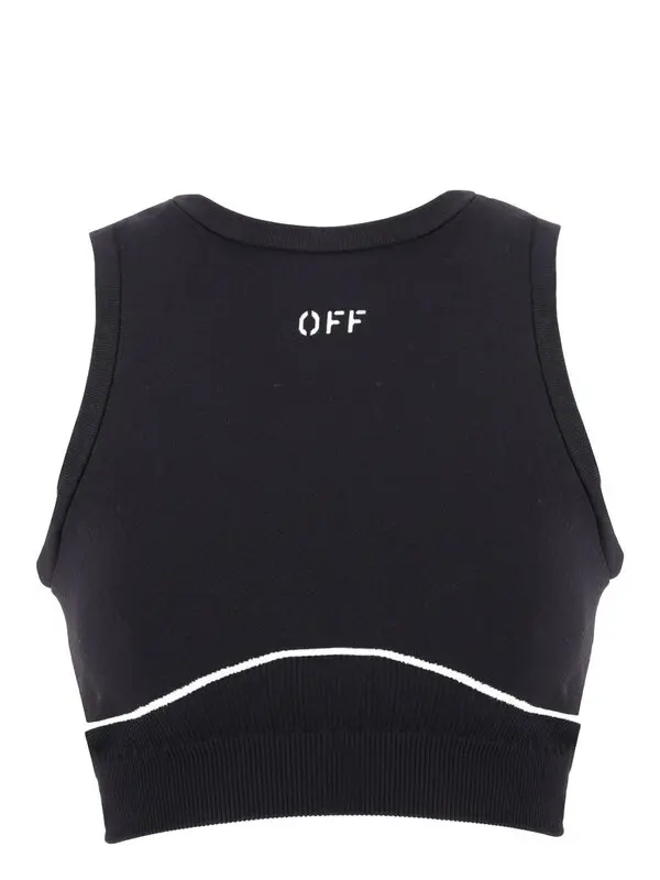 Off White Sleeveless Top With Logo - Black