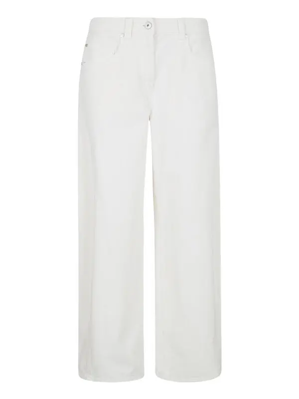 Brunello Cucinelli Cotton Wide Leg Trousers - White