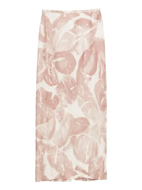 ALYSI Printed Silk Skirt - Powder