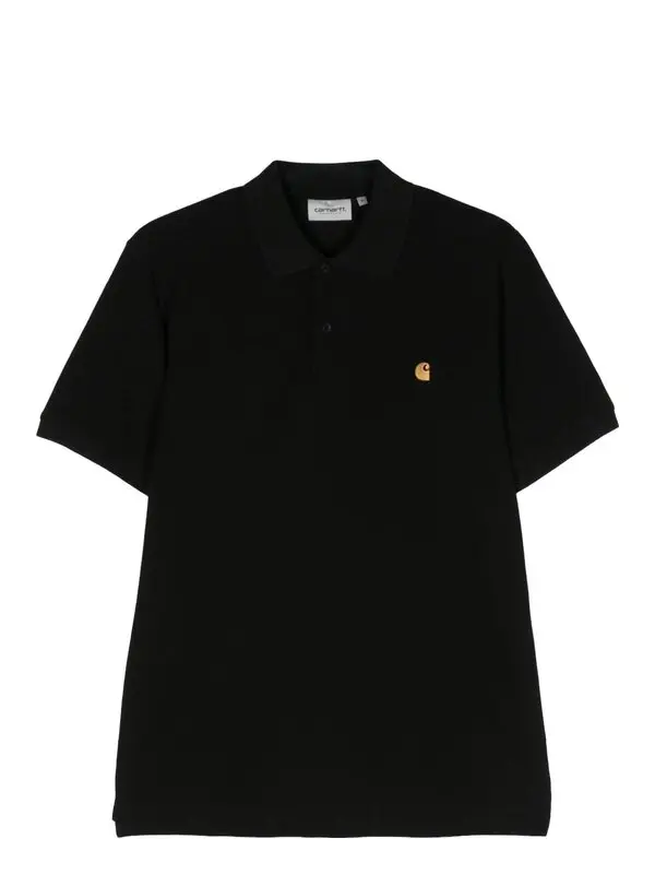 Carhartt Work In Progress Logo Cotton Polo Shirt - Black