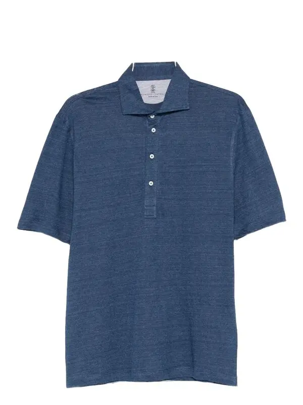 Brunello Cucinelli Linen And Cotton Polo Shirt - Blue