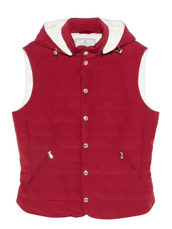 Brunello Cucinelli Hooded Down Vest - Red