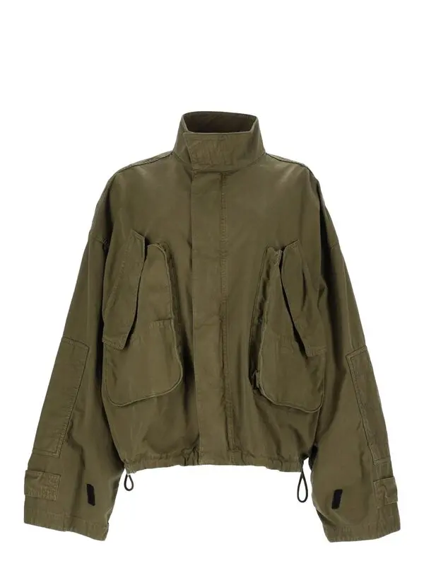 Attico Cotton Bomber Jacket With Pockets - Green