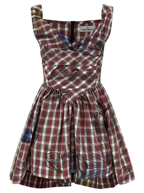 VIVIENNE WESTWOOD Mini Sunday Tartan Cotton Dress - Red