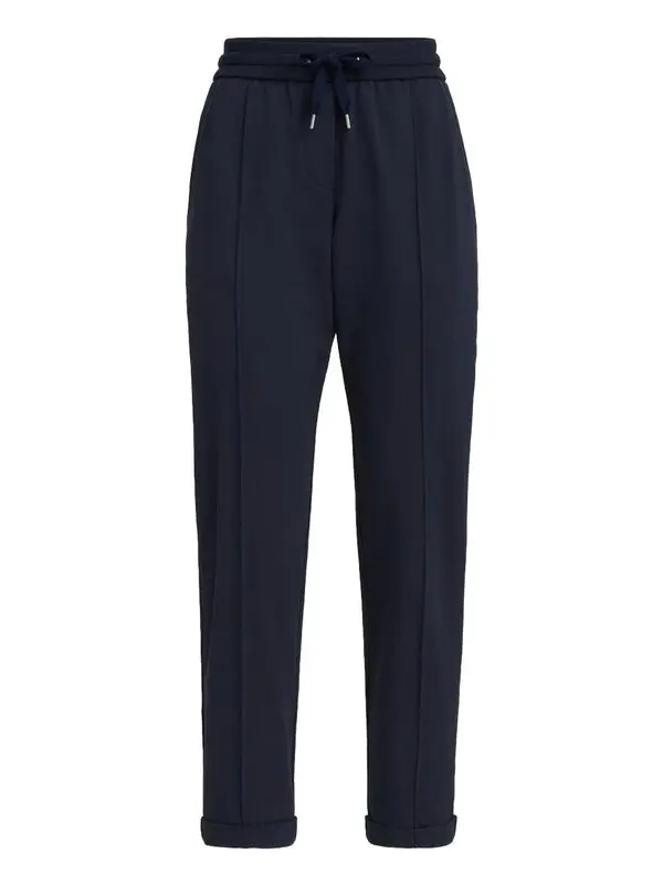 Brunello Cucinelli Cotton Drawstring Trousers - Blue