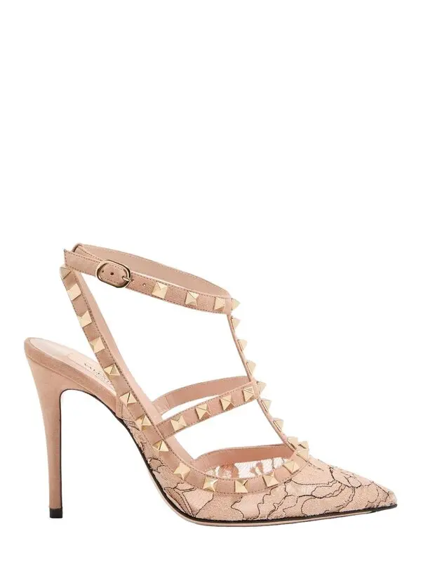 Valentino Garavani Rockstud Lace Pumps - Powder