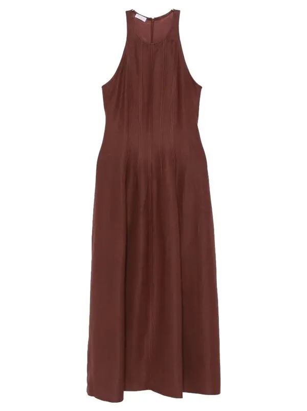 Brunello Cucinelli Linen-blend Long Dress - Purple