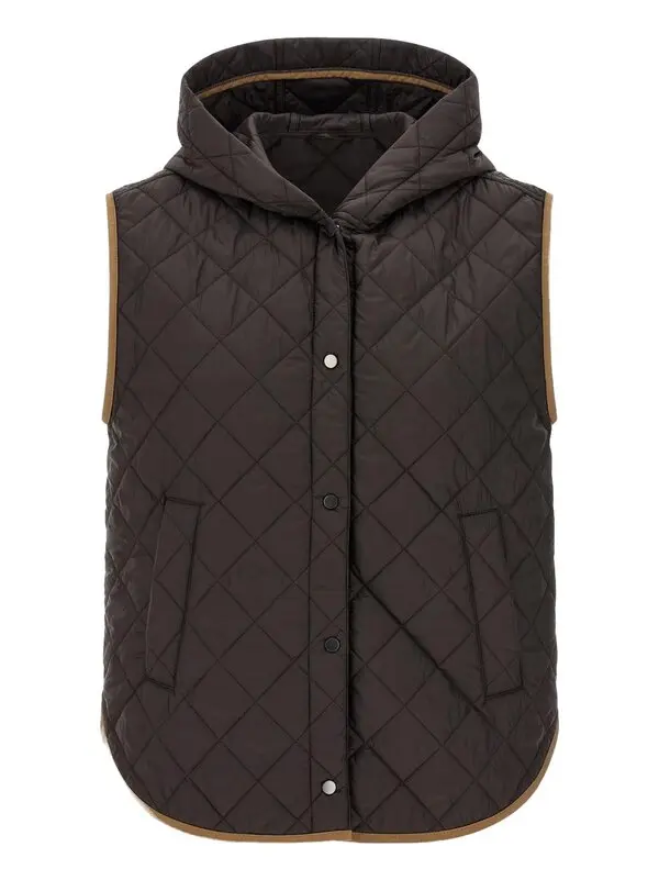 Brunello Cucinelli Quilted Nylon Down Vest - Brown