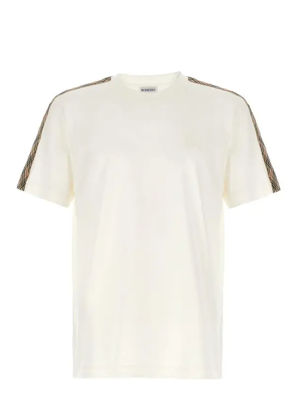 Burberry Check Tape T Shirt - White