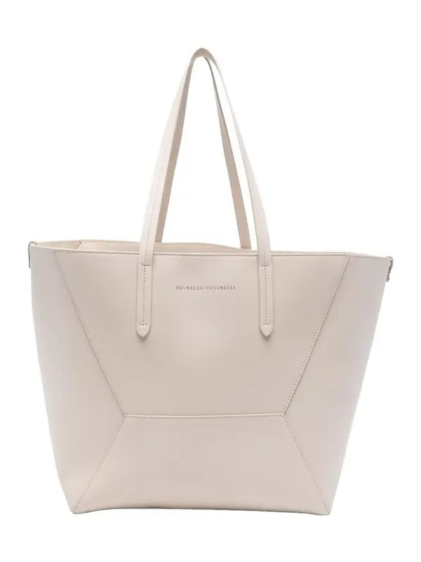 Brunello Cucinelli Leather Shopping Bag - Ivory