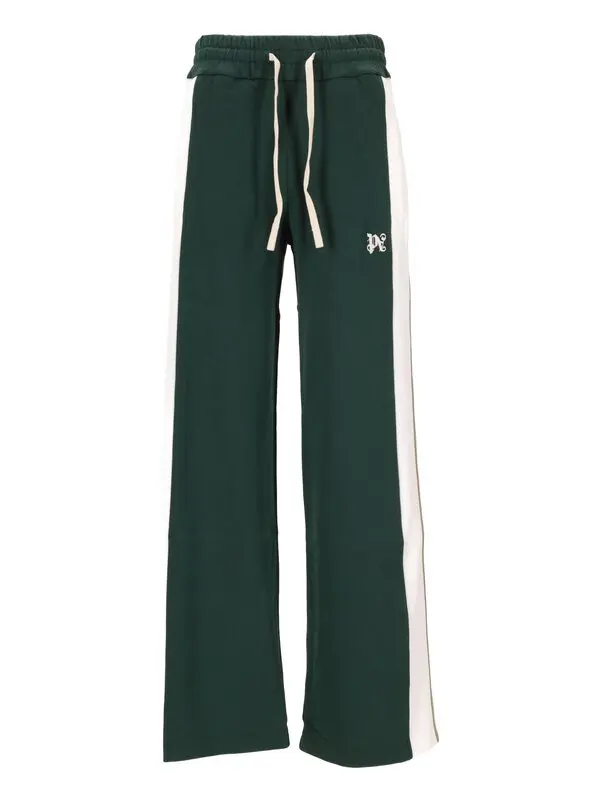 Palm Angels Monogram Colorblock Sweatpants - Dark Green - Off White