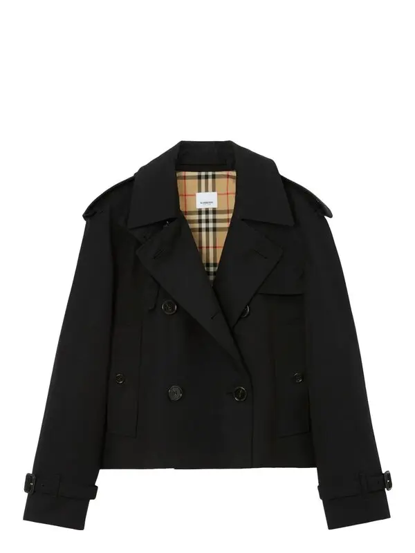 Burberry Cotton Cropped Trench Coat - Black