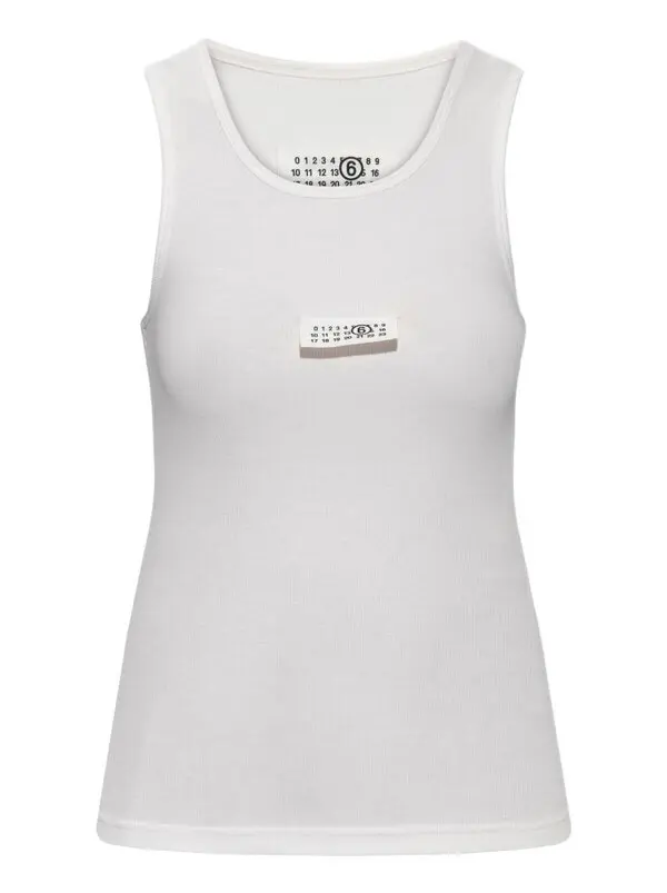 MAISON MARGIELA Logo Cotton Tank Top - White