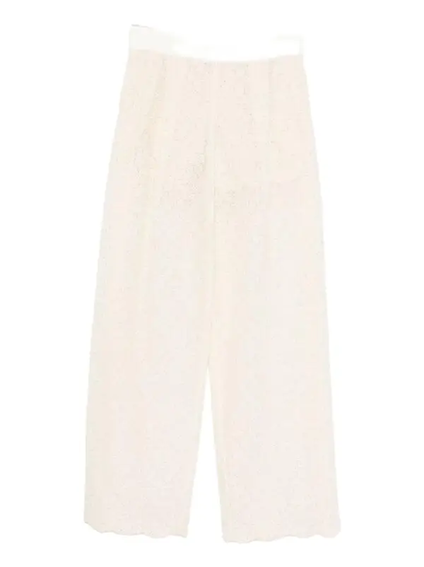 Ermanno Scervino Wide Leg Embroidered Trousers - White