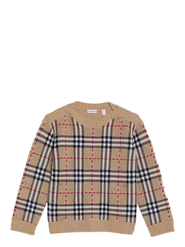 Burberry Check Wool Pullover - Beige