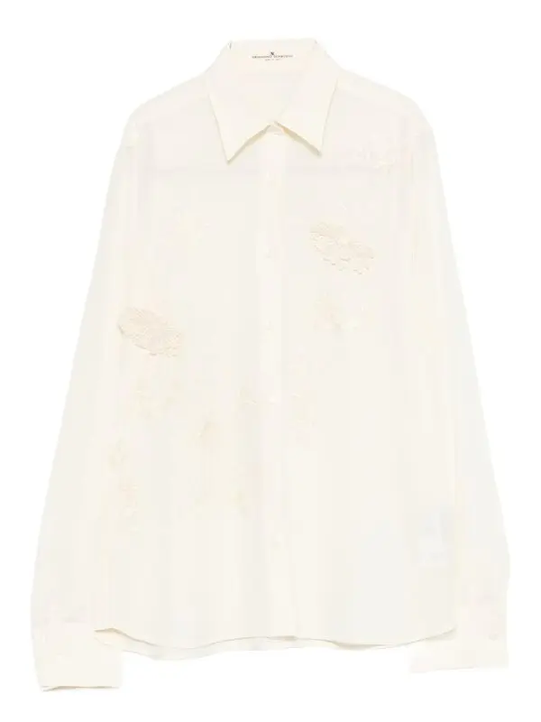 Ermanno Scervino Embroidered Silk Shirt - White