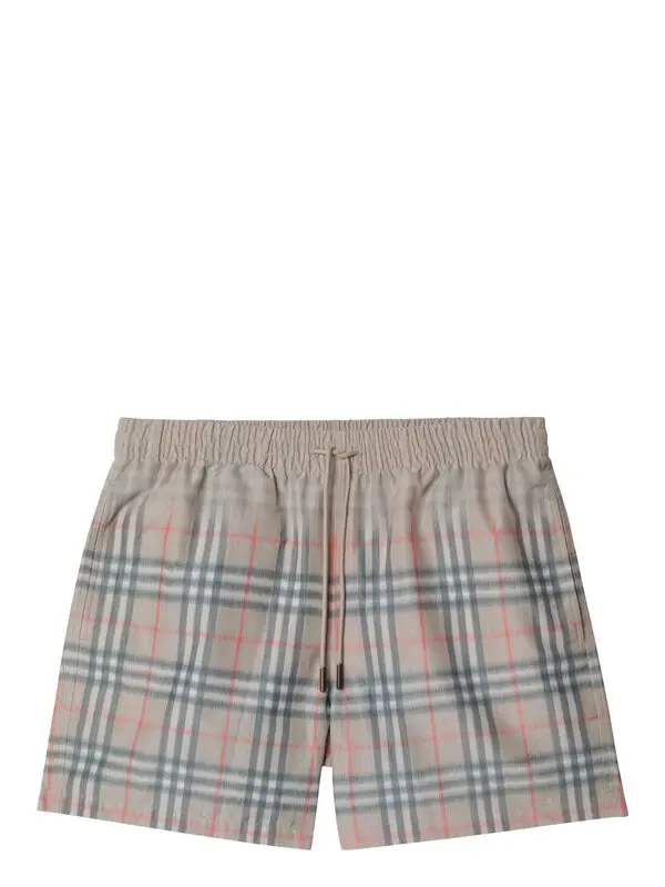 Burberry Swim Shorts With Faded Check Pattern - Beige