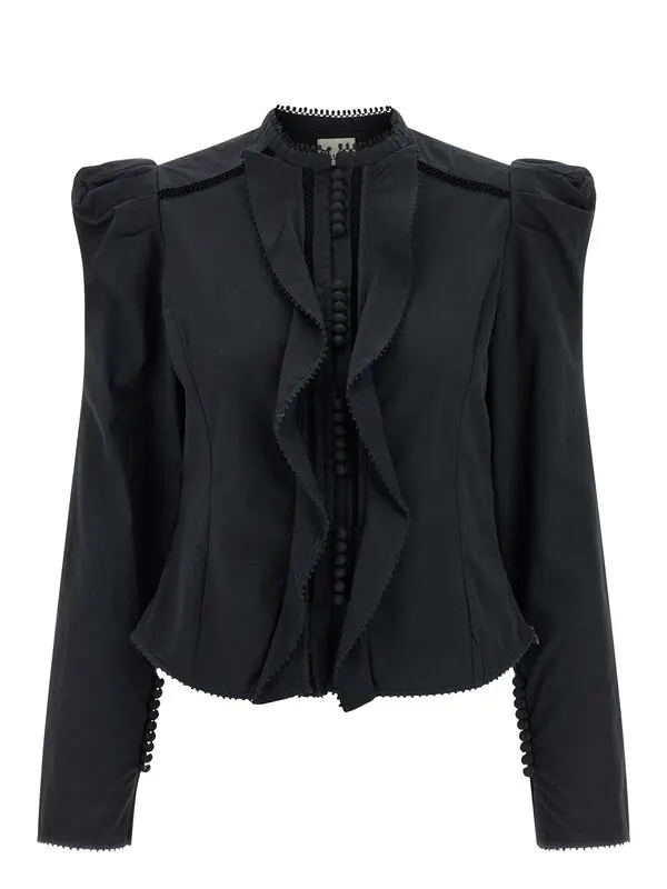 Isabel Marant Calina Victorian Cotton Shirt - Black