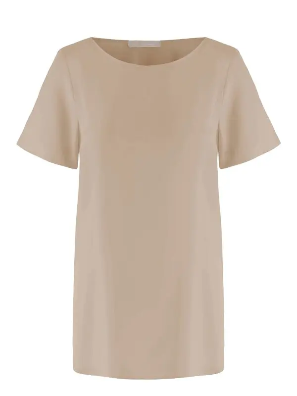 ALLUDE Stretch Silk T-shirt - Beige