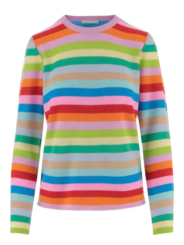 ALLUDE Cashmere Striped Sweater - Red