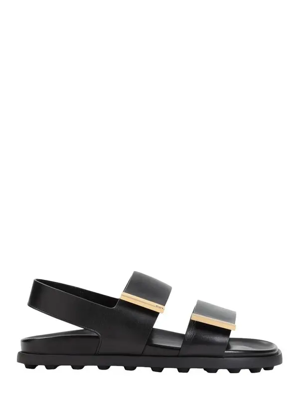 TOD'S Leather Slingback Sandals - Black