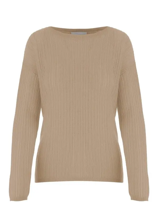 ALLUDE Cashmere Knit Sweater - Beige