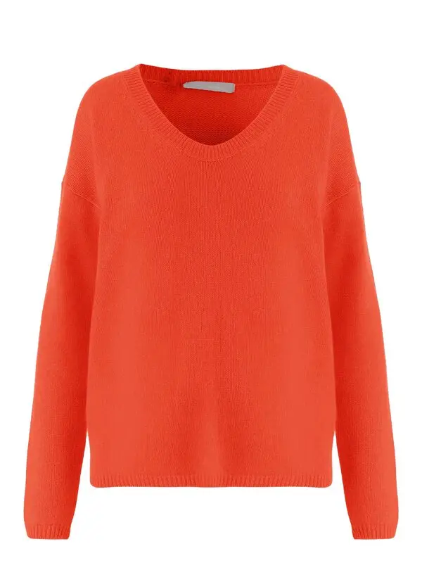 ALLUDE Cashmere V-neck Sweater - Red