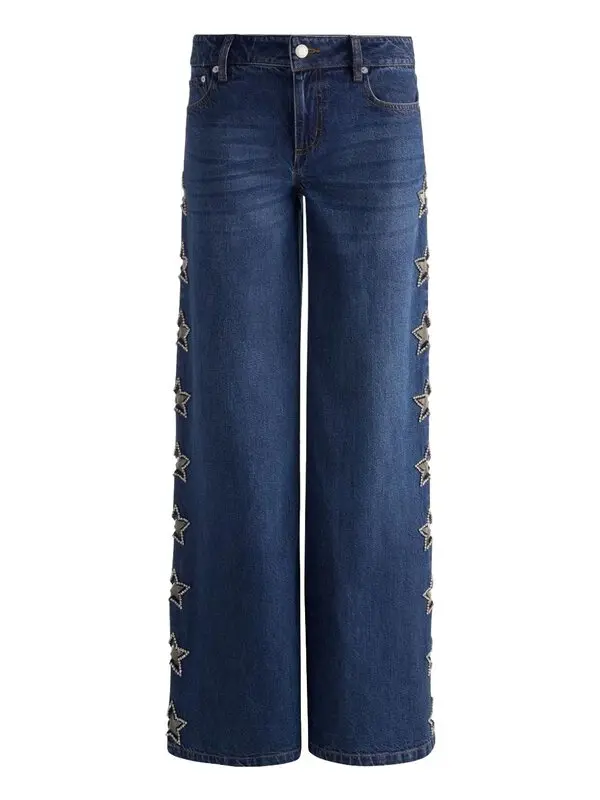 Alice + Olivia Embellished Baggy Jeans - Blue
