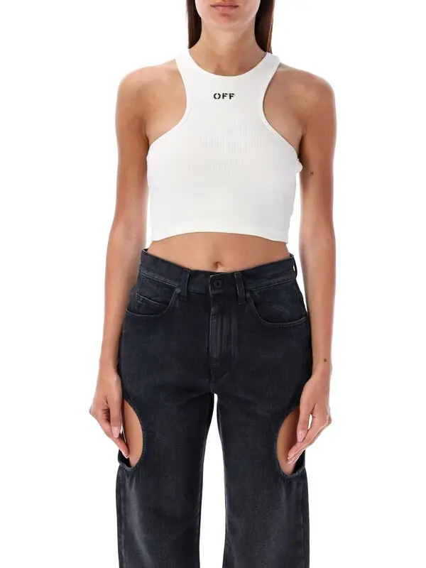 Off White Off Stamp Cropped Top - White