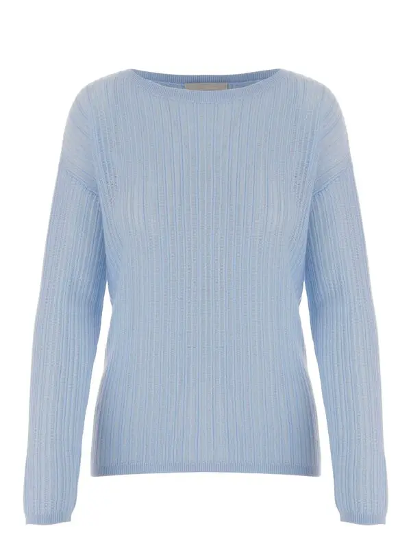 ALLUDE Cashmere Crew Neck Sweater - Light Blue