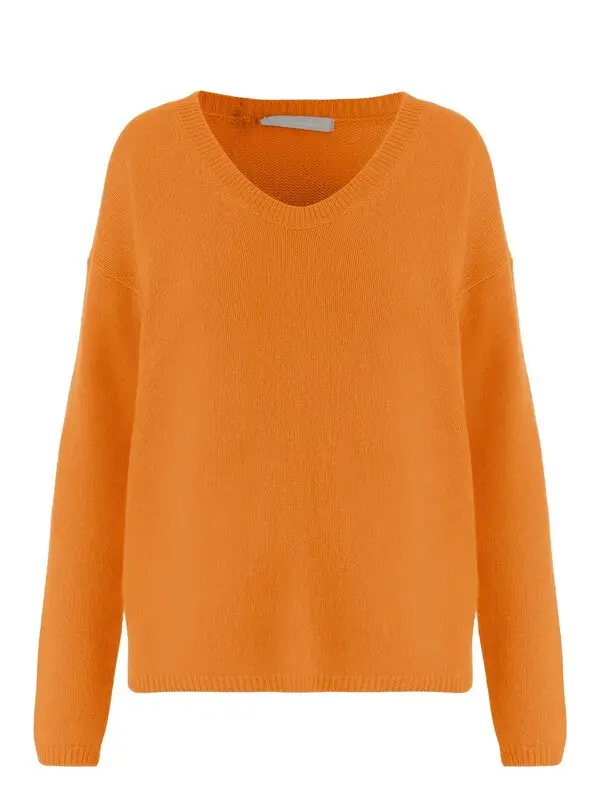 ALLUDE Cashmere V-neck Sweater - Orange