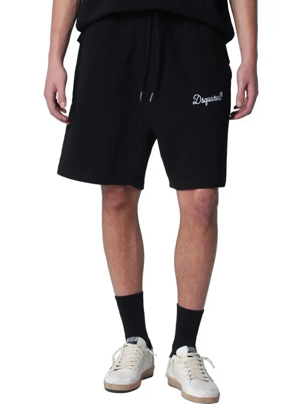 Dsquared2 Relaxed Fit Cotton Shorts - Black