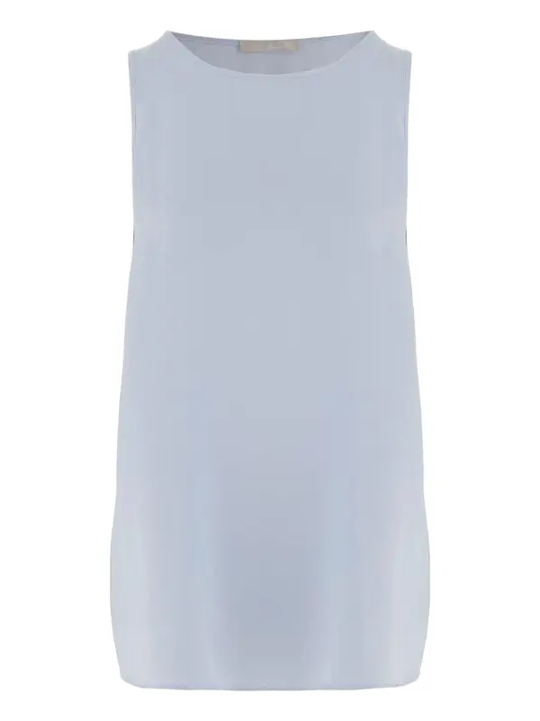 ALLUDE Stretch Silk Top - Light Blue