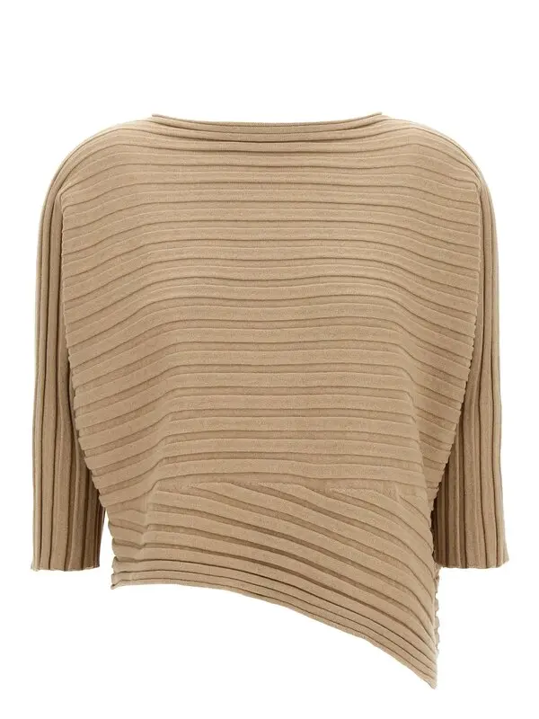 Issey Miyake Cotton Cashmere Knit Top - Beige